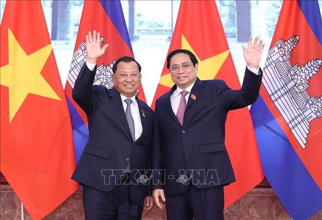 Thủ tướng Phạm Minh Chính tiếp Chủ tịch Thượng viện Campuchia Samdech Say Chhum - Ảnh thời sự ...