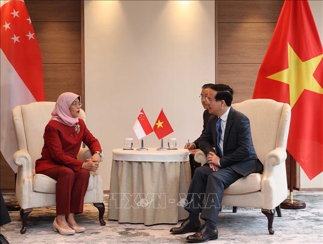 President meets Singaporean counterpart in London - VNA Photos ...