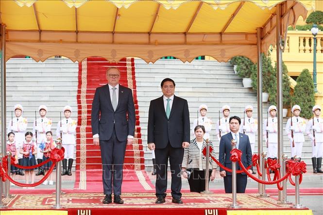 Thủ tướng Phạm Minh Chính chủ trì Lễ đón Thủ tướng Australia Anthony ...