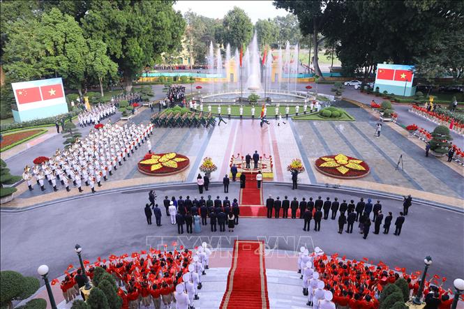 Welcome ceremony with cannon salute held for Chinese Party, State ...