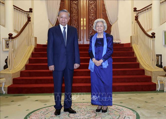 Chủ tịch nước Tô Lâm chào Hoàng Thái hậu Norodom Monineath - Ảnh thời ...