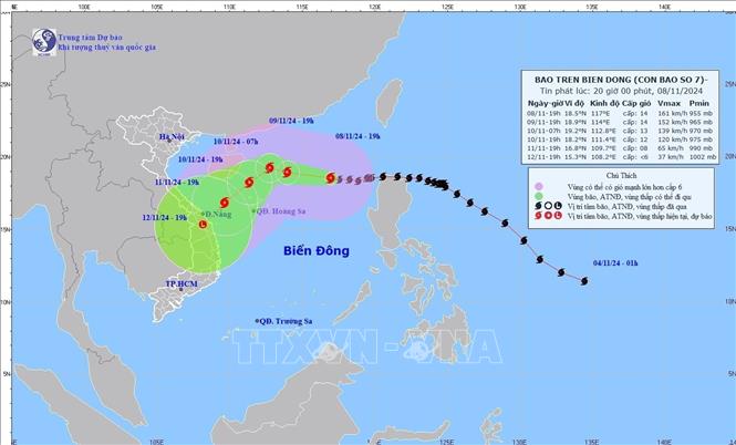 TIN BÃO TRÊN BIỂN ĐÔNG (Cơn bão số 07) tối 8/11 - Ảnh thời sự trong ...