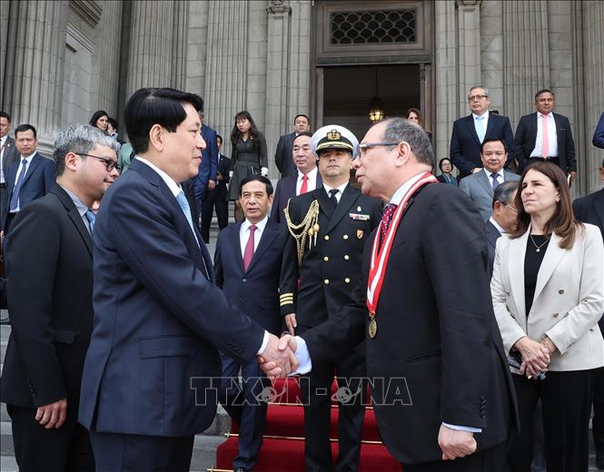 Chủ tịch nước Lương Cường hội kiến Chánh án Toà án Tối cao Peru - Ảnh ...