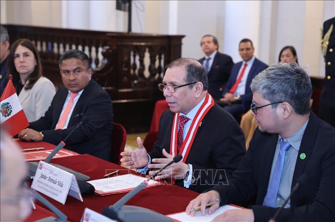 Chủ tịch nước Lương Cường hội kiến Chánh án Toà án Tối cao Peru - Ảnh ...